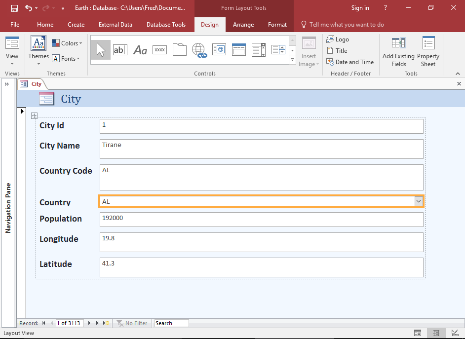 How to add a Lookup Control to a Form in Access 2016