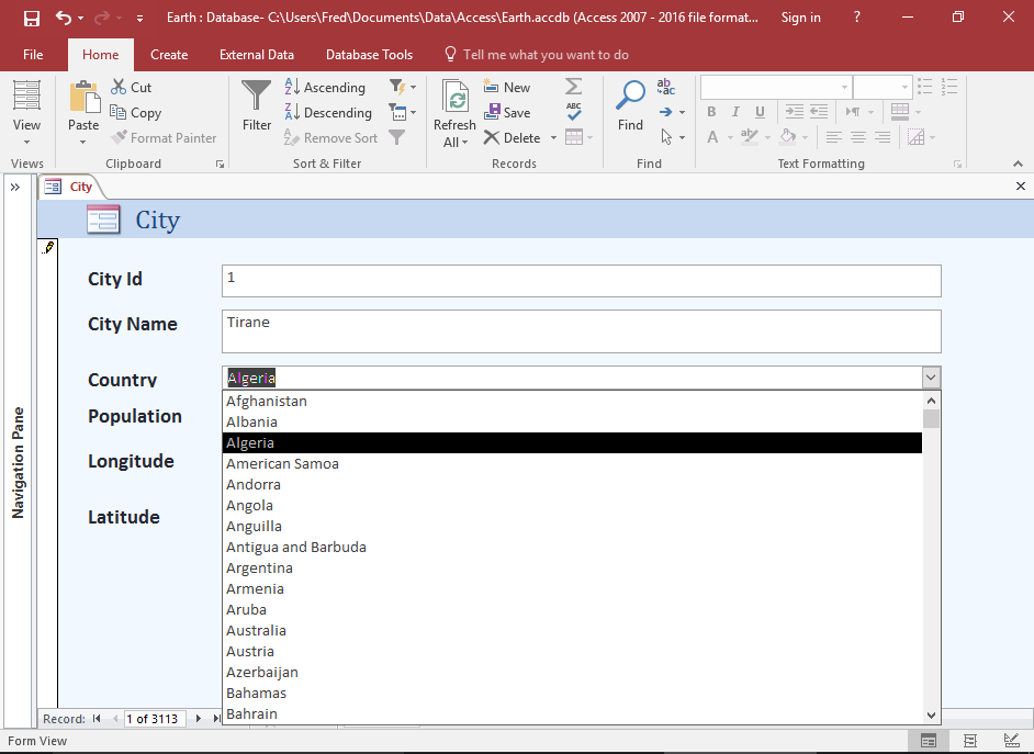 How to add a Lookup Control to a Form in Access 2016