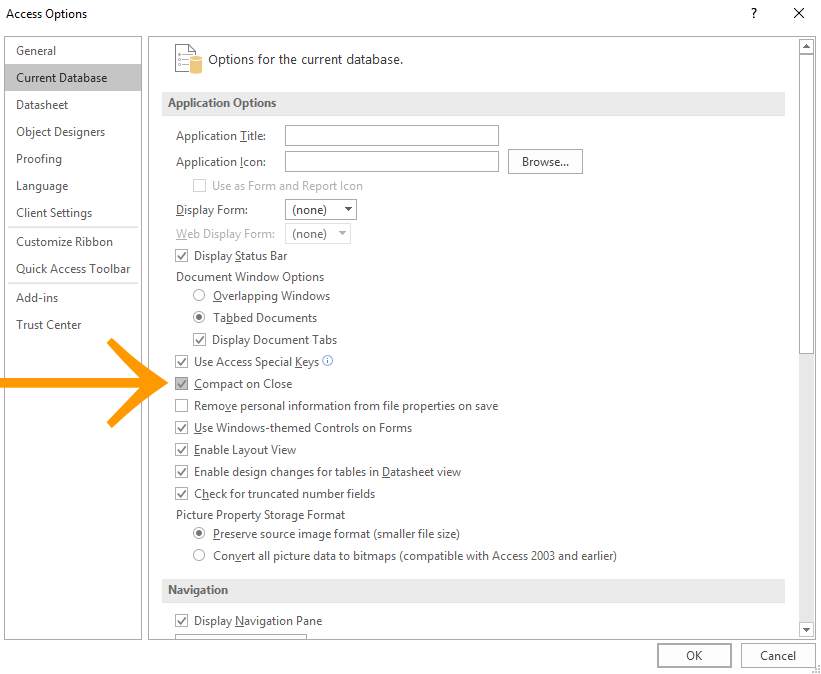 How to Compact and Repair a Database Automatically in Access 2016