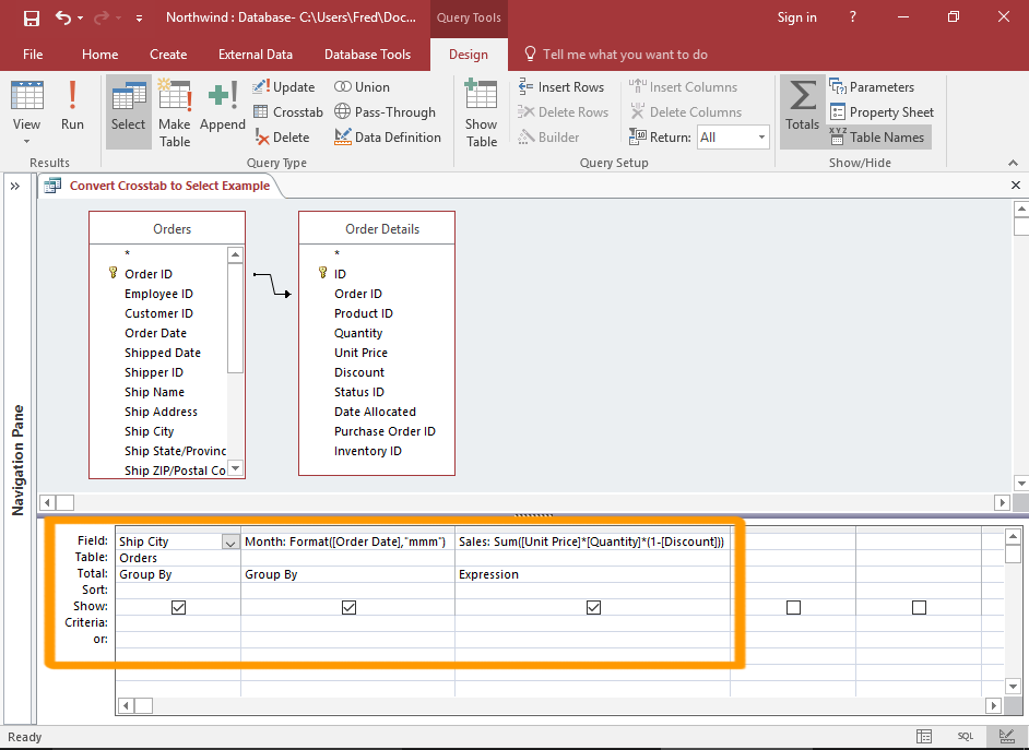 How to Convert a Crosstab Query back to a Normal Query in Access