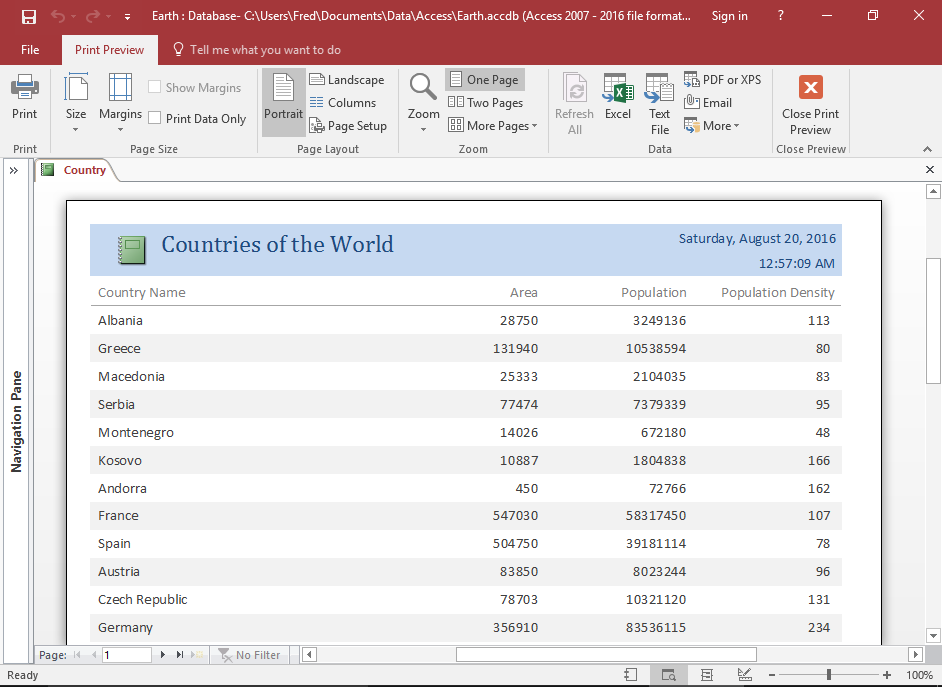 How to Create a Report from a Table in Access 2016