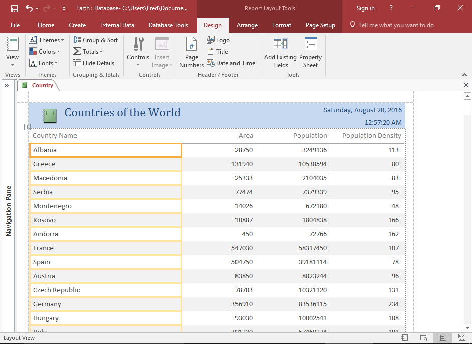How to Create a Report from a Table in Access 2016