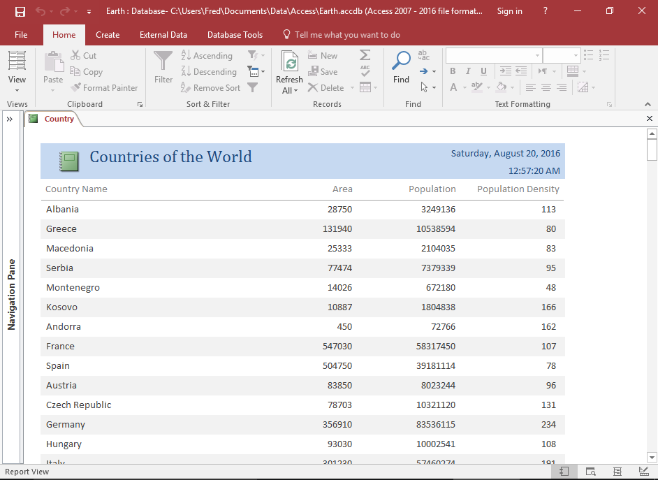 How to Create a Report from a Table in Access 2016
