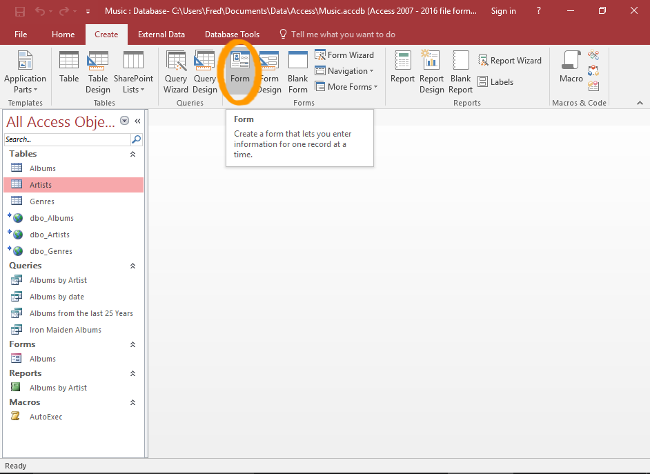 How to Create a Subform from a Table in Access 2016