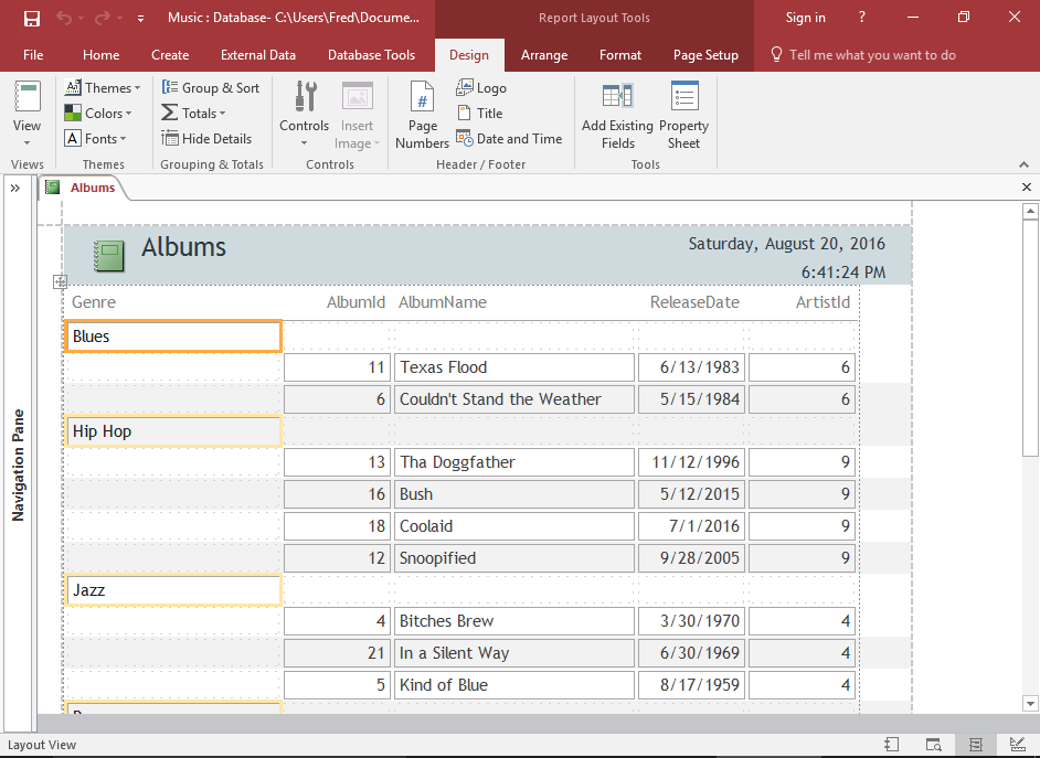 How to Group a Report in Access 2016